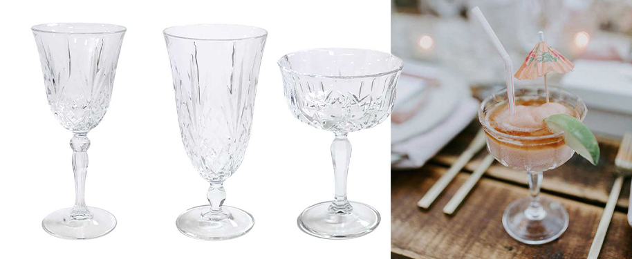Glassware at RSVP Party Rentals